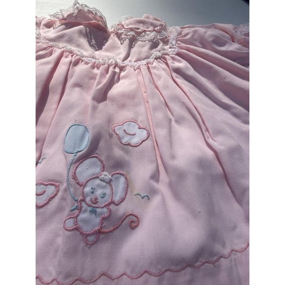 Dresses | Vtg Baby Girls Nannette Dress Elephant Appliqu Pink Ruffles ...